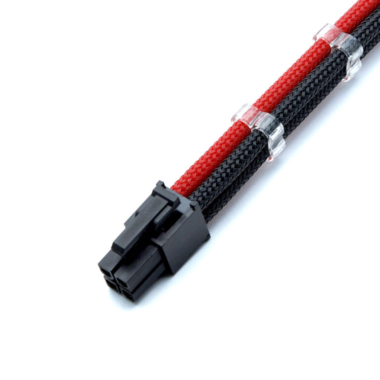 4 pin ATX / CPU Motherboard sleeved modular powersupply cable with 2 ...